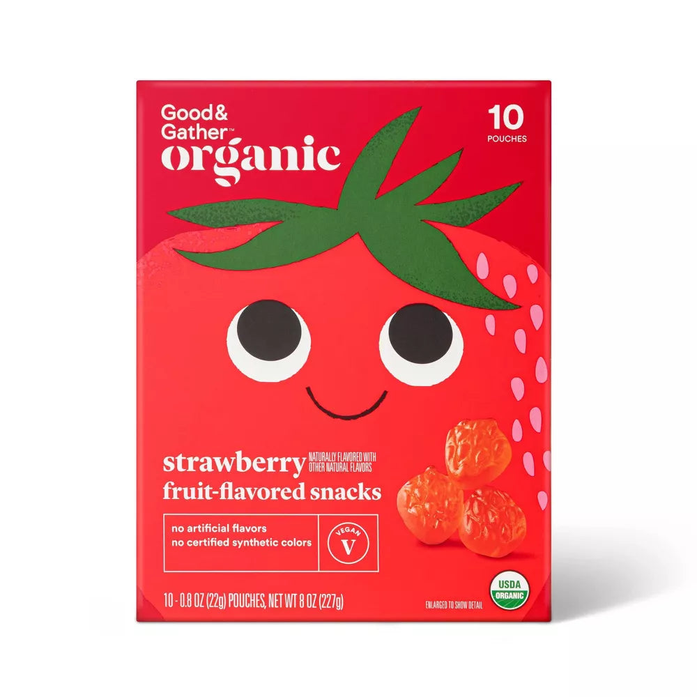 Organic Strawberry Fruit Snacks 10pz - Good & Gather – Pekabo
