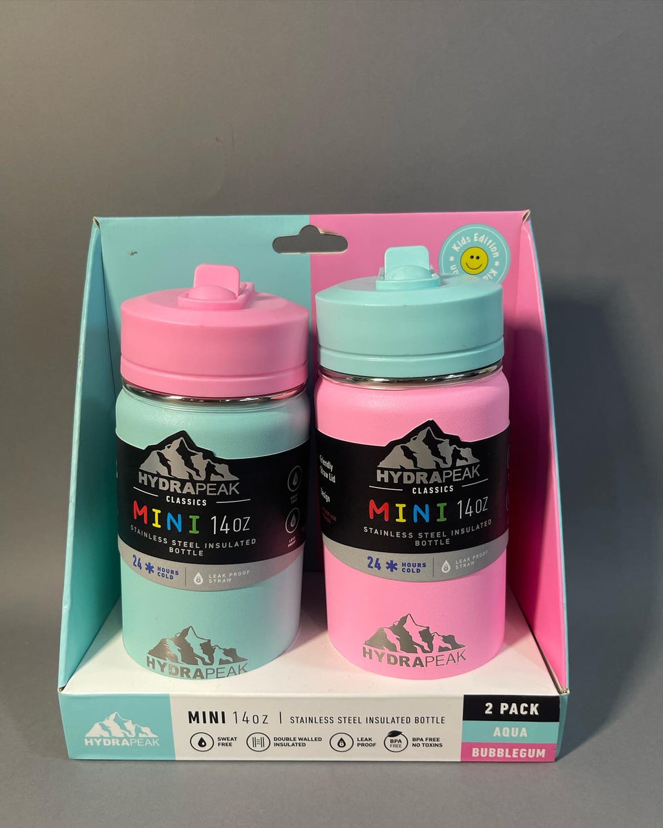 Hydrapeak Mini - 2 Pack Aqua/Bubblegum 14 oz. – Pekabo